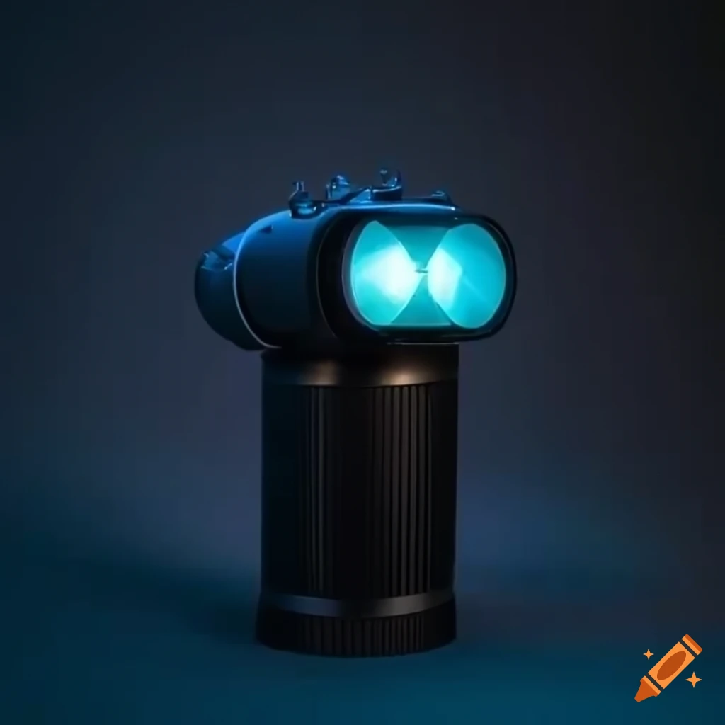 Black cylinder robot with trapezoid-shaped top