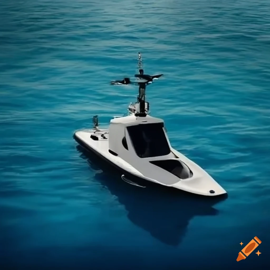 Unmanned boat with phased array antenna on the ocean on Craiyon