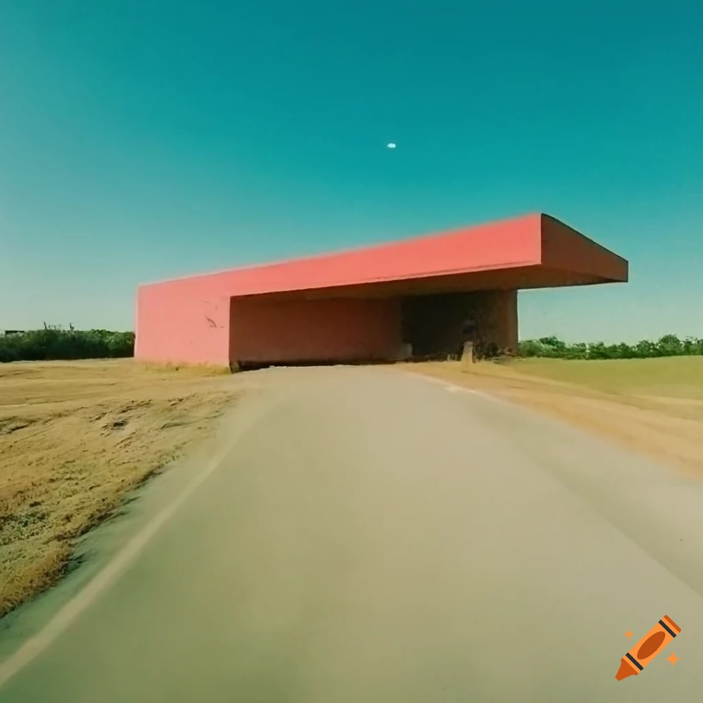 Surrealistic photograph of floating buildings at sunset