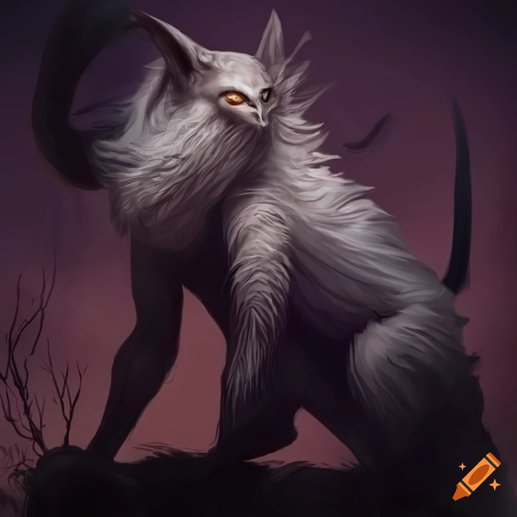 Art of a fantasy animal hybrid with stitched seams