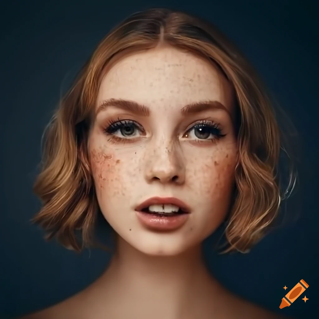Portrait Of A Woman With Freckles And Wavy Hair On Craiyon