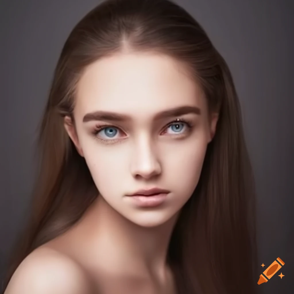 Portrait of a young woman with fair skin and long hair