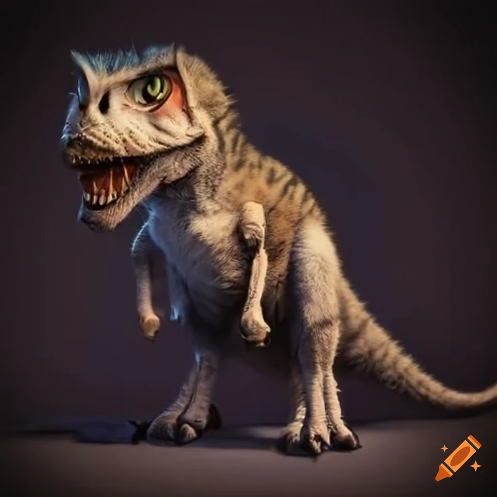 Cat-sized t.rex illustration on Craiyon