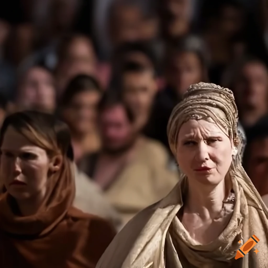 Artistic depiction of a Roman woman confessing her Christian faith on ...