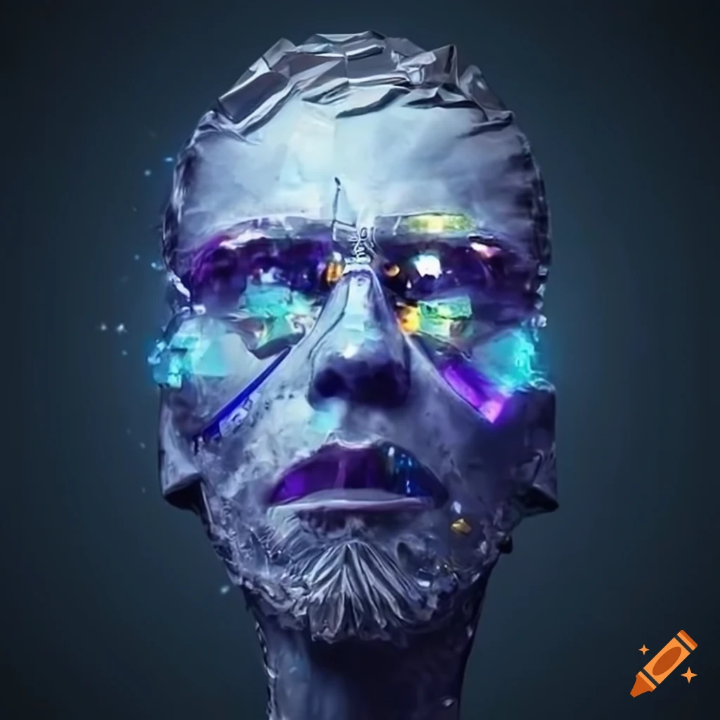 Portrait of a man with a crystallized appearance
