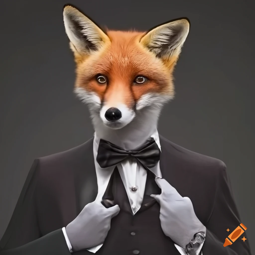 Elegant fox in a butler outfit on Craiyon