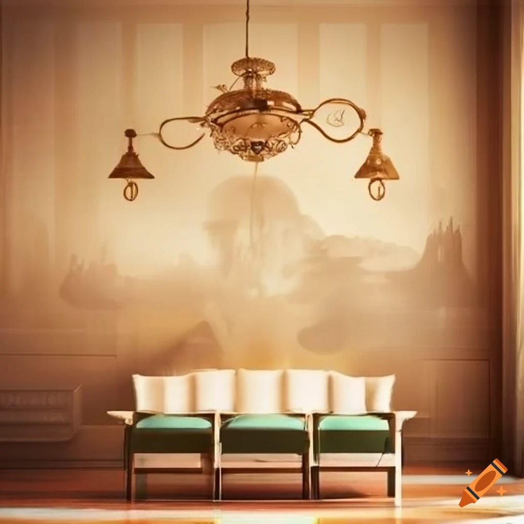 Vintage room with artwork and ceiling lights