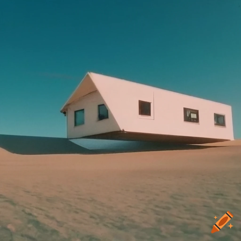 Surreal photograph of floating buildings at sunset on Craiyon