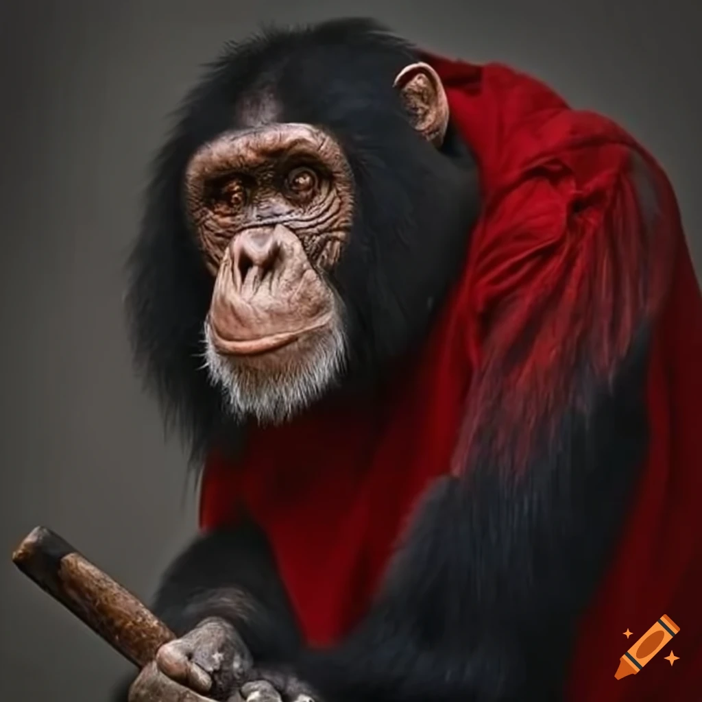 Humorous image of a chimpanzee with a hammer on Craiyon