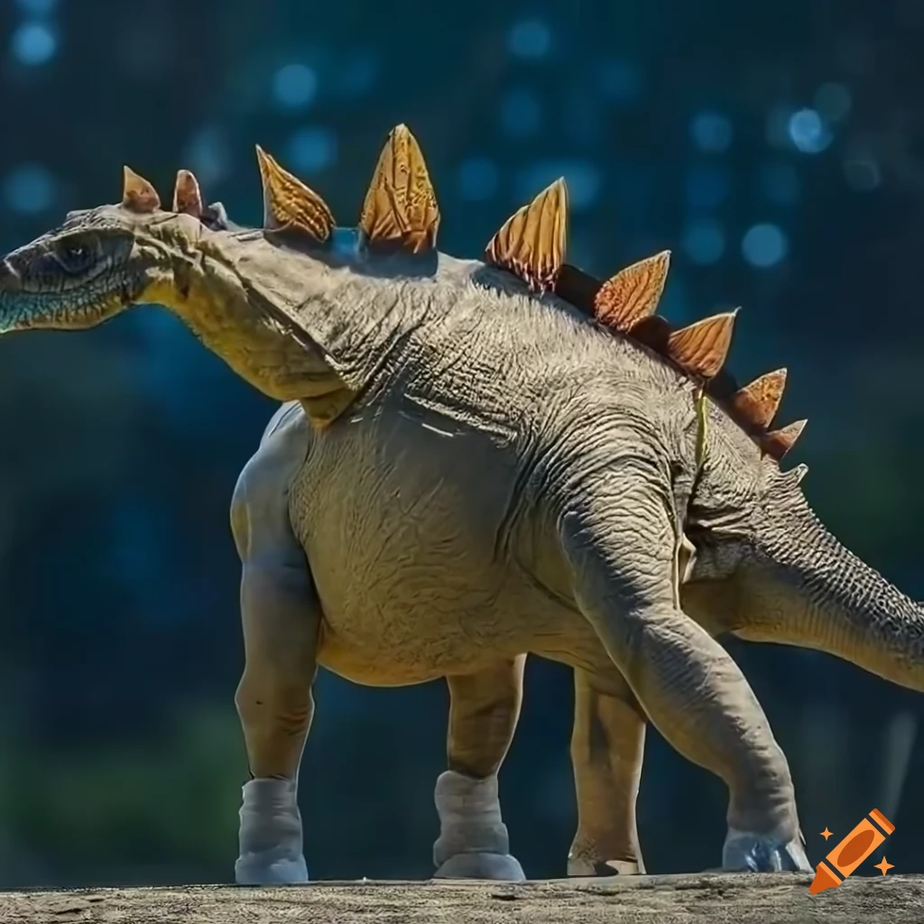 Colorful stegosaurus in warm morning light on Craiyon