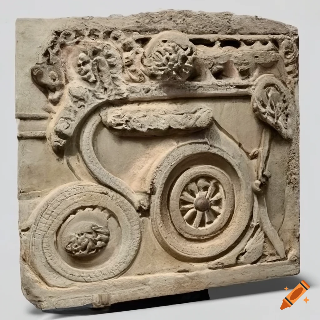 Stone relief of ashurbanipal on a carriage on Craiyon