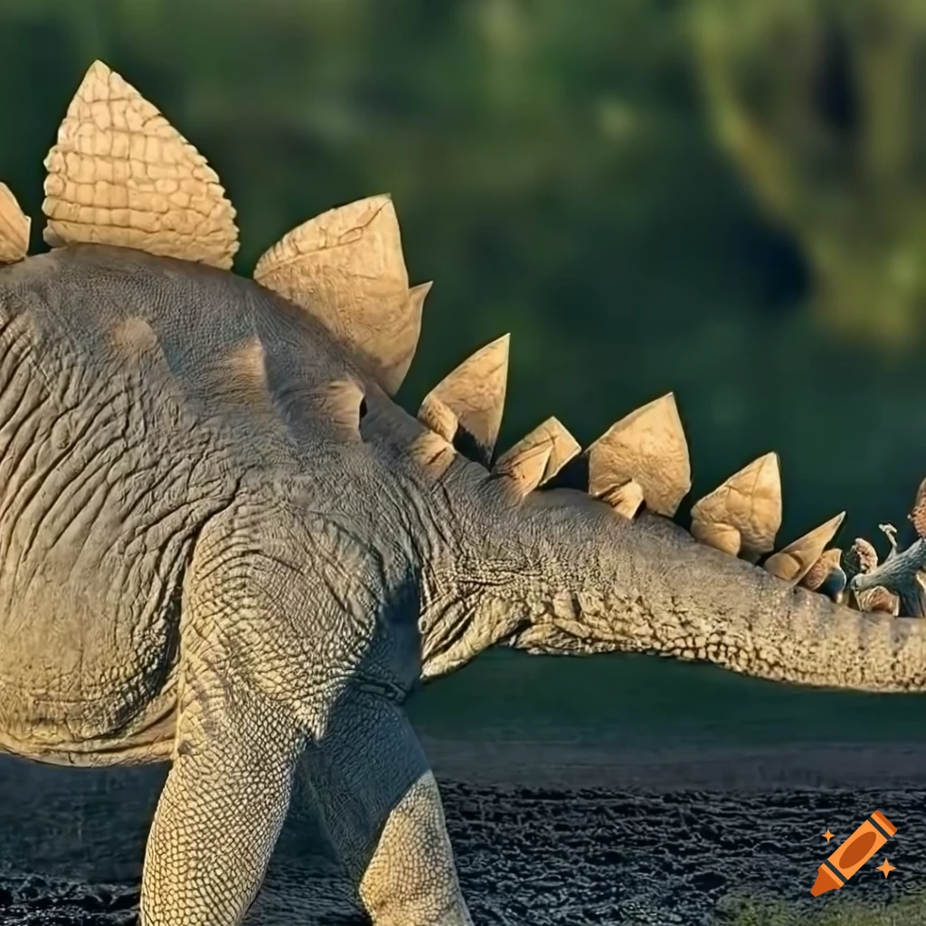 Colorful stegosaurus in warm morning light on Craiyon