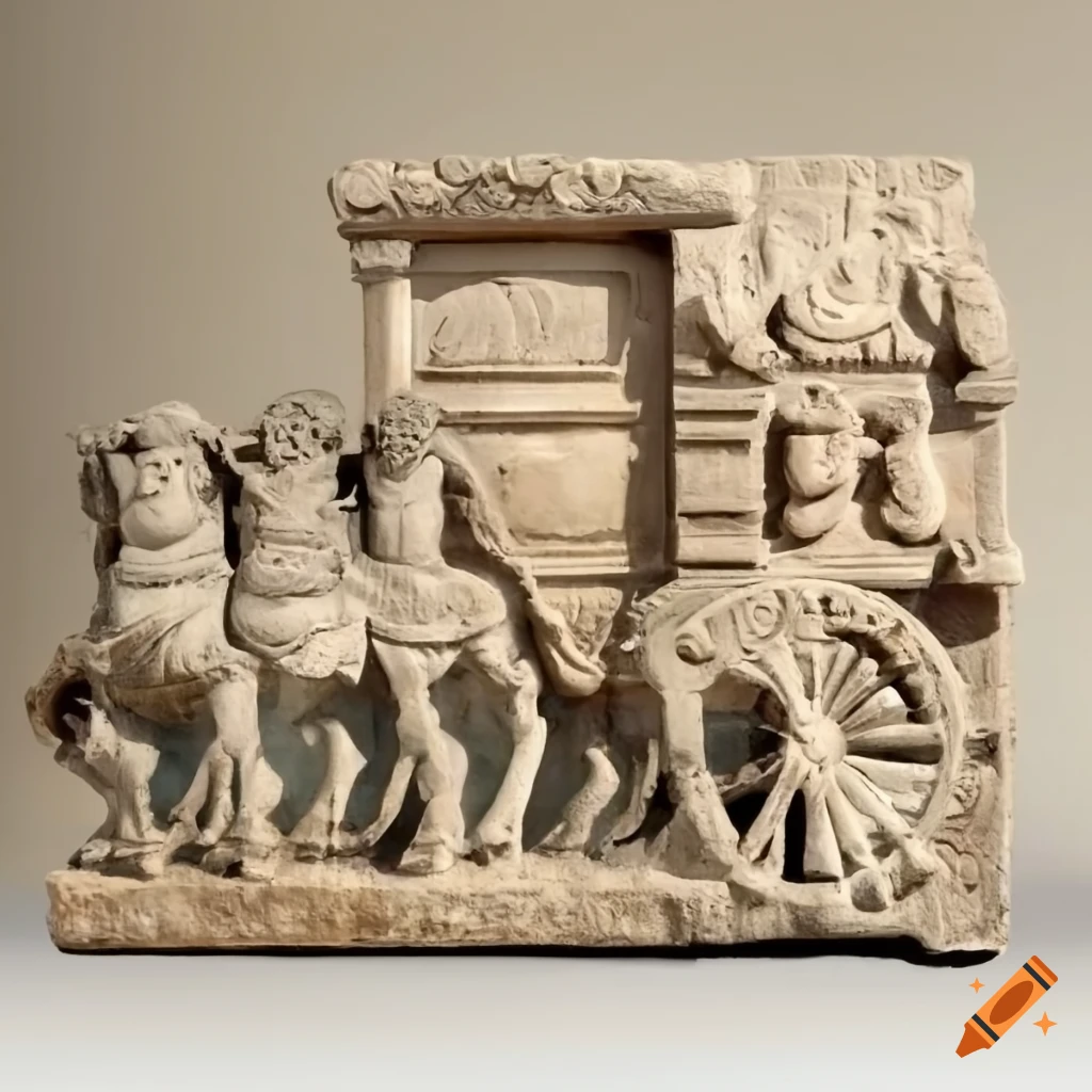 Roman stone relief of a carriage