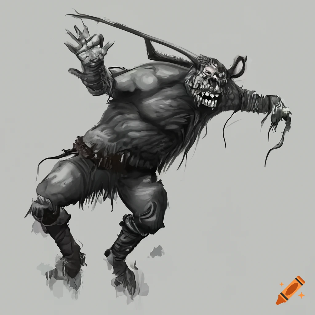 Image of an orc hunter leaping in the forest on Craiyon