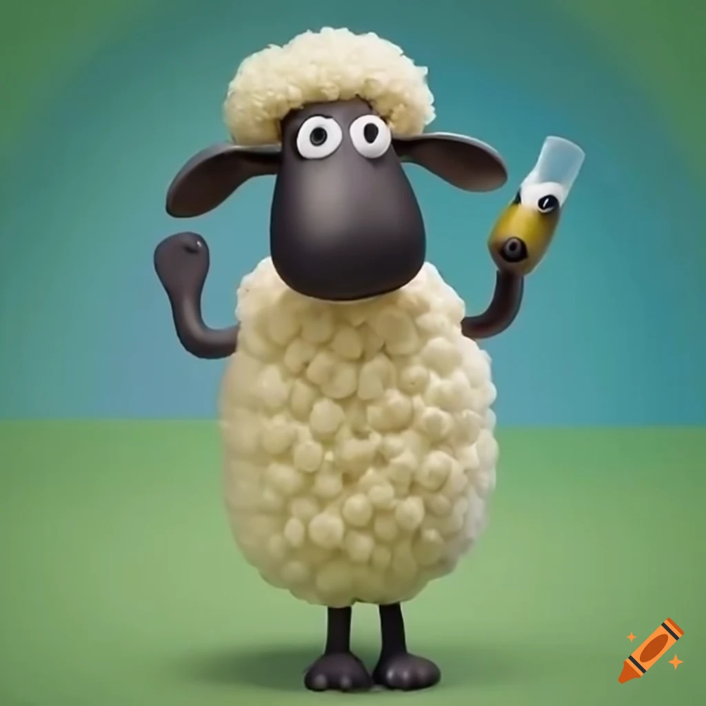 Shaun the sheep with a golden hue on Craiyon