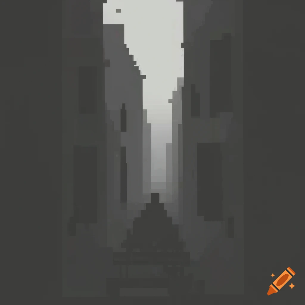 Pixelated artwork of a desolate dark red wasteland on Craiyon