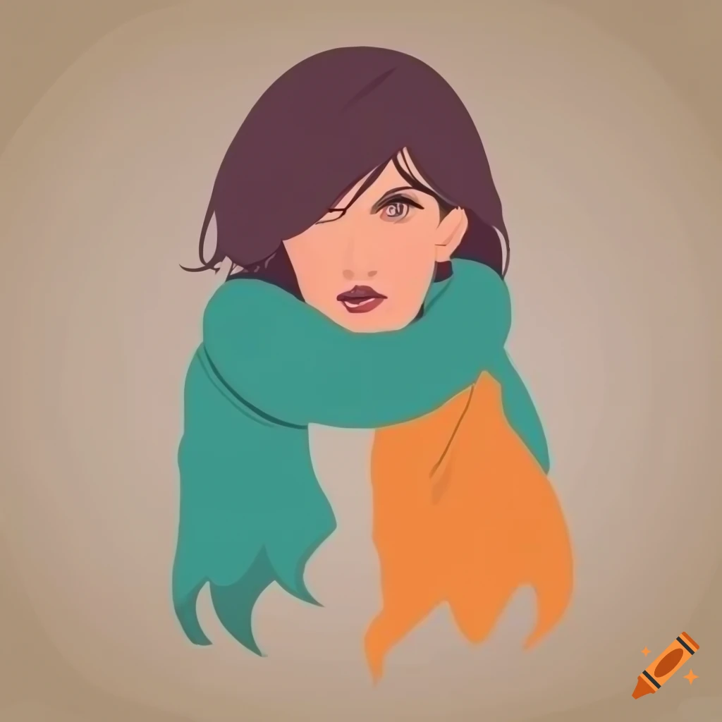 Minimalistic vector of a woman with a scarf on Craiyon