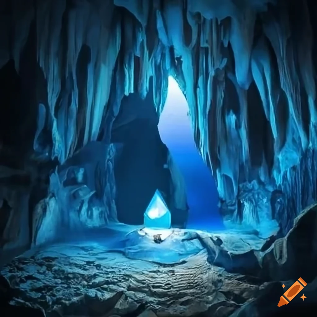 Modern ice cave with blue and white tones on Craiyon