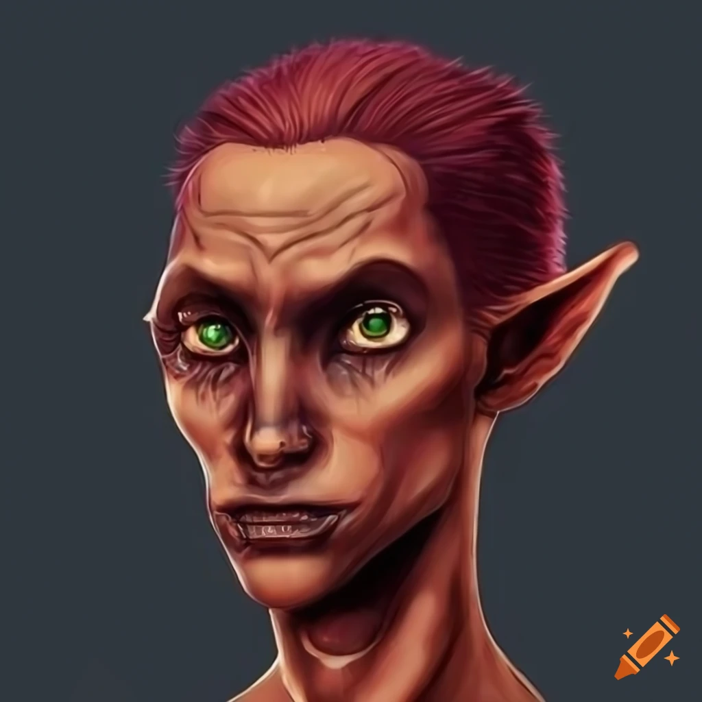 Illustration of a maroon-haired humanoid alien on Craiyon