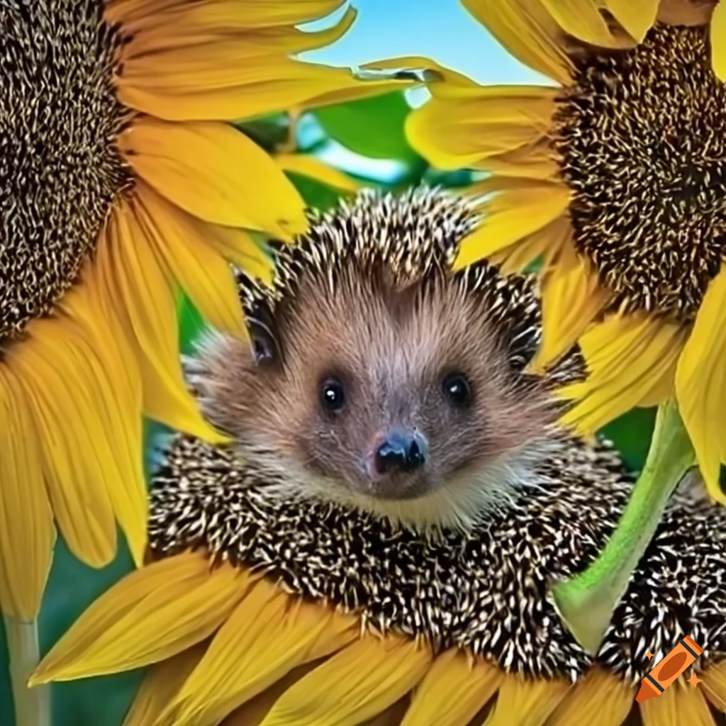Adorable hedgehog with flowers on Craiyon