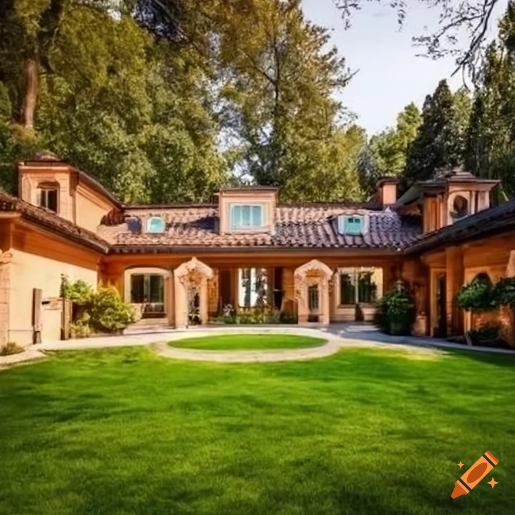 Stunning neo-colonial home in California during sunset on Craiyon