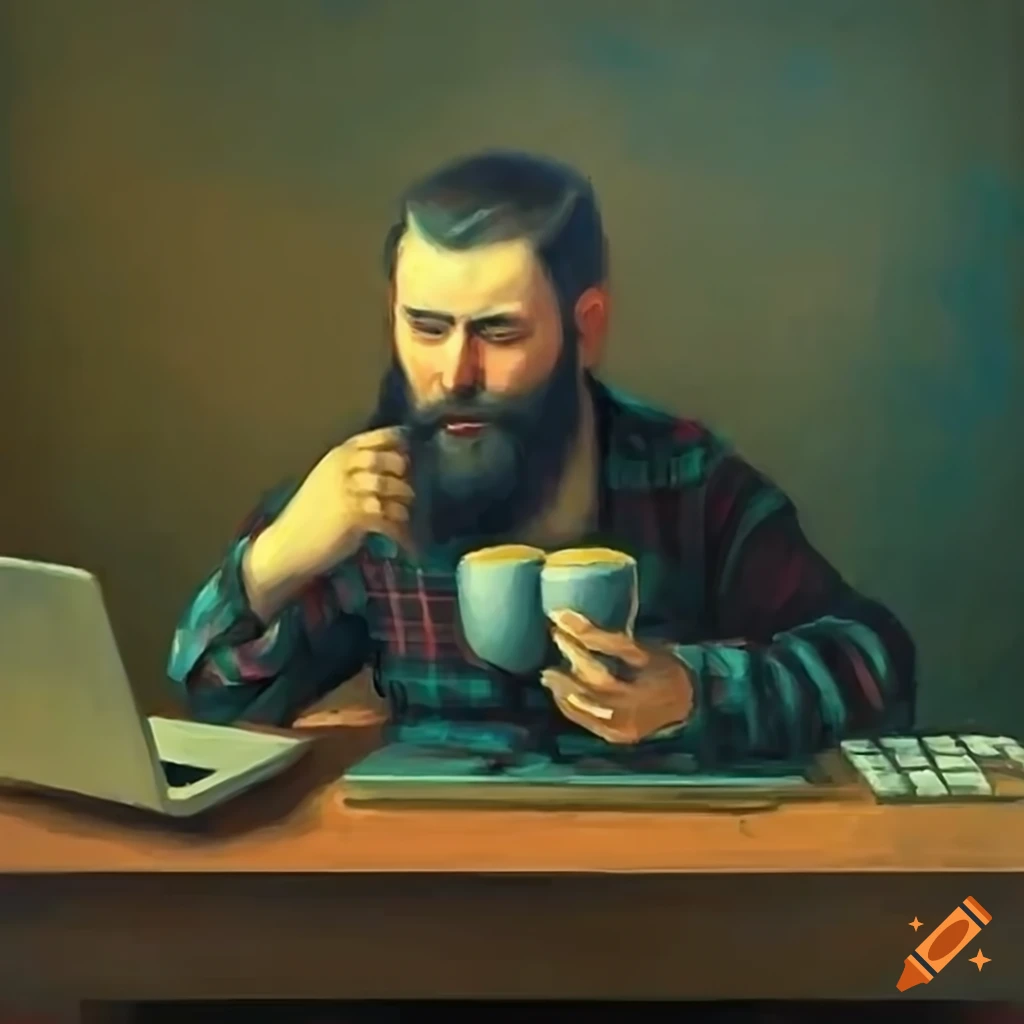 Silhouettes of two men drinking coffee on Craiyon