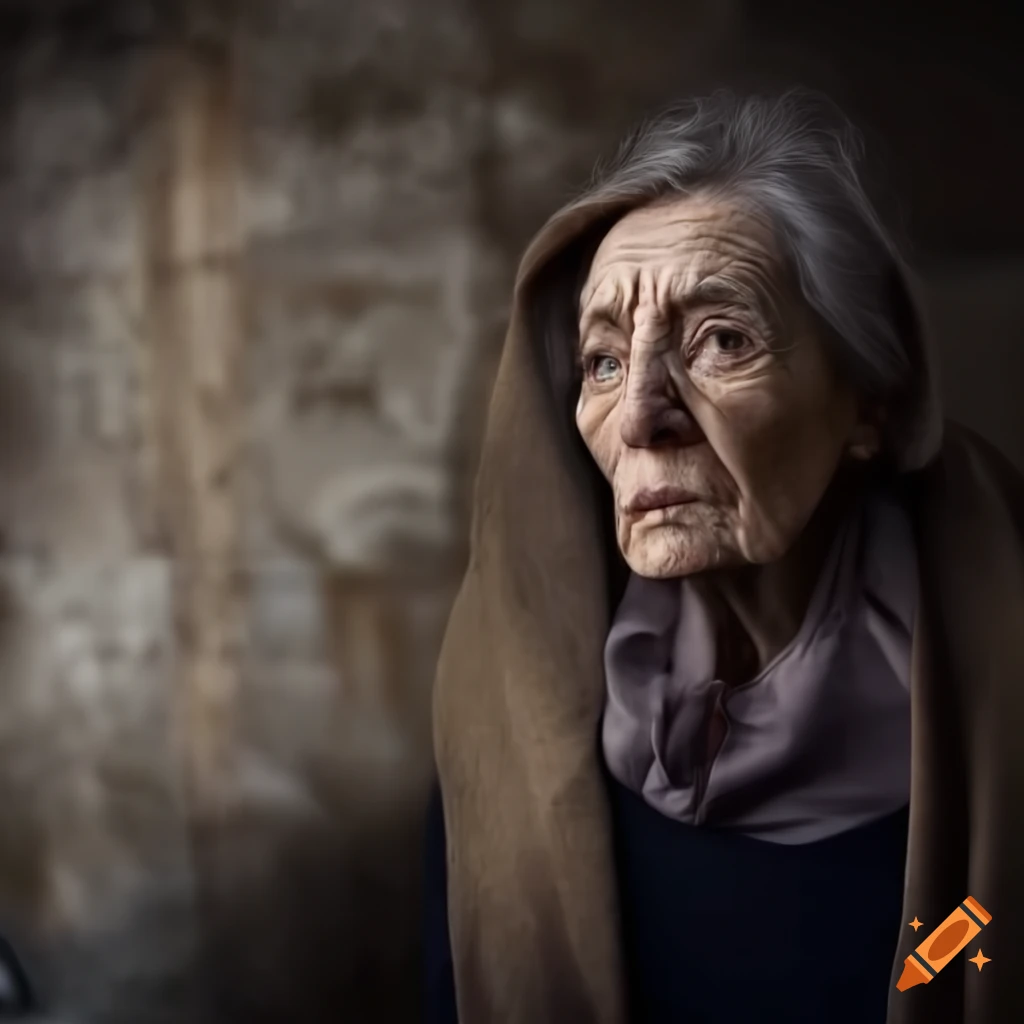 Expressionist portrait of an attractive older woman on Craiyon