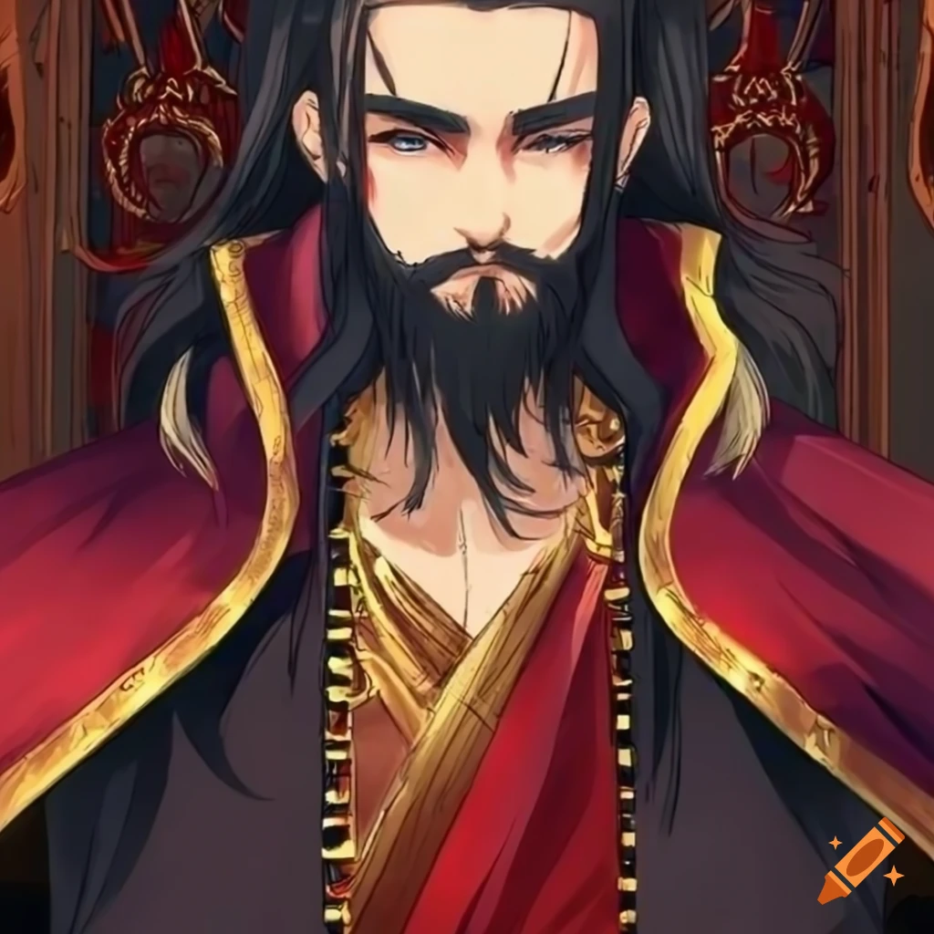 Manga style king in a castle on Craiyon