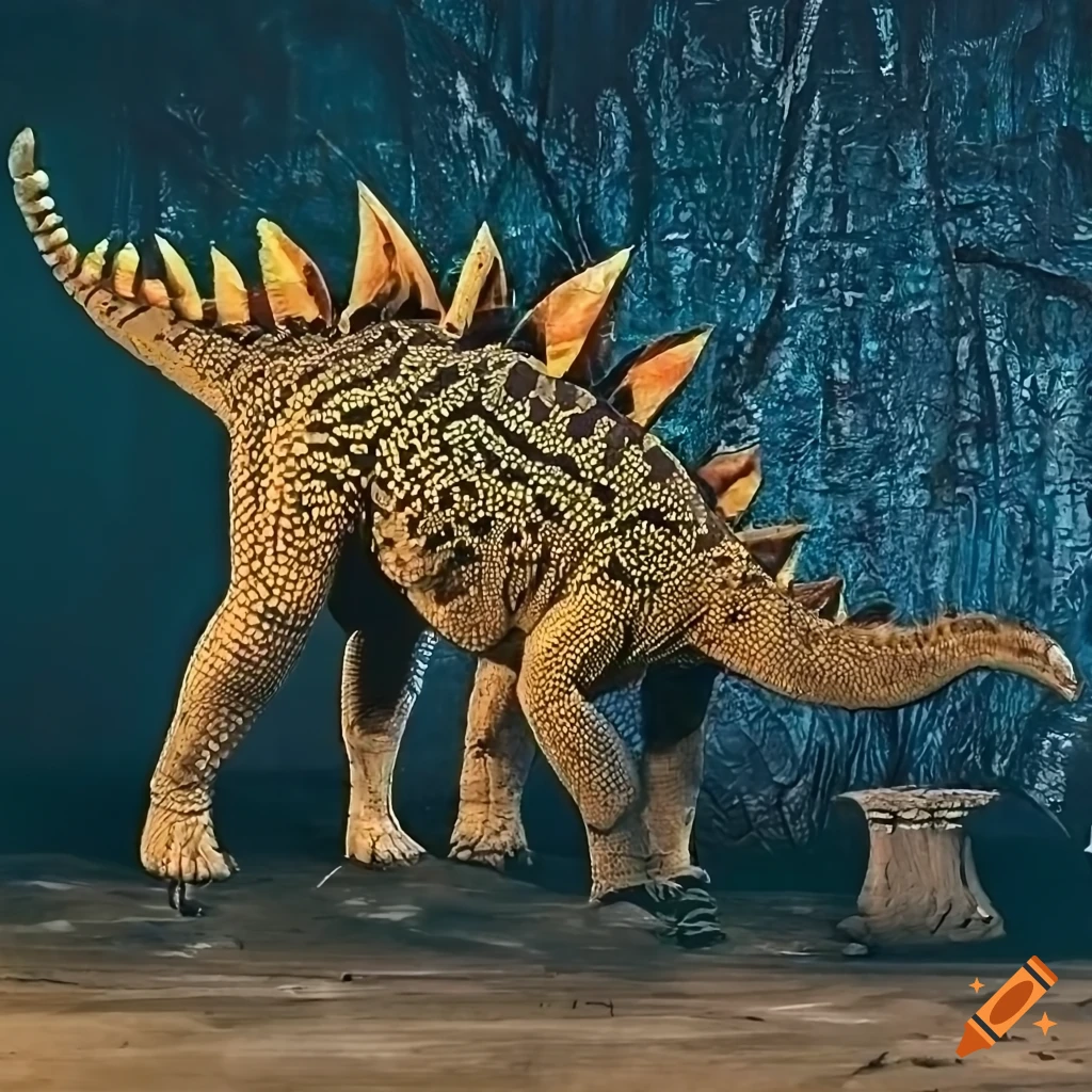 Stegosaurus with unique color pattern and detailed skin texture on Craiyon