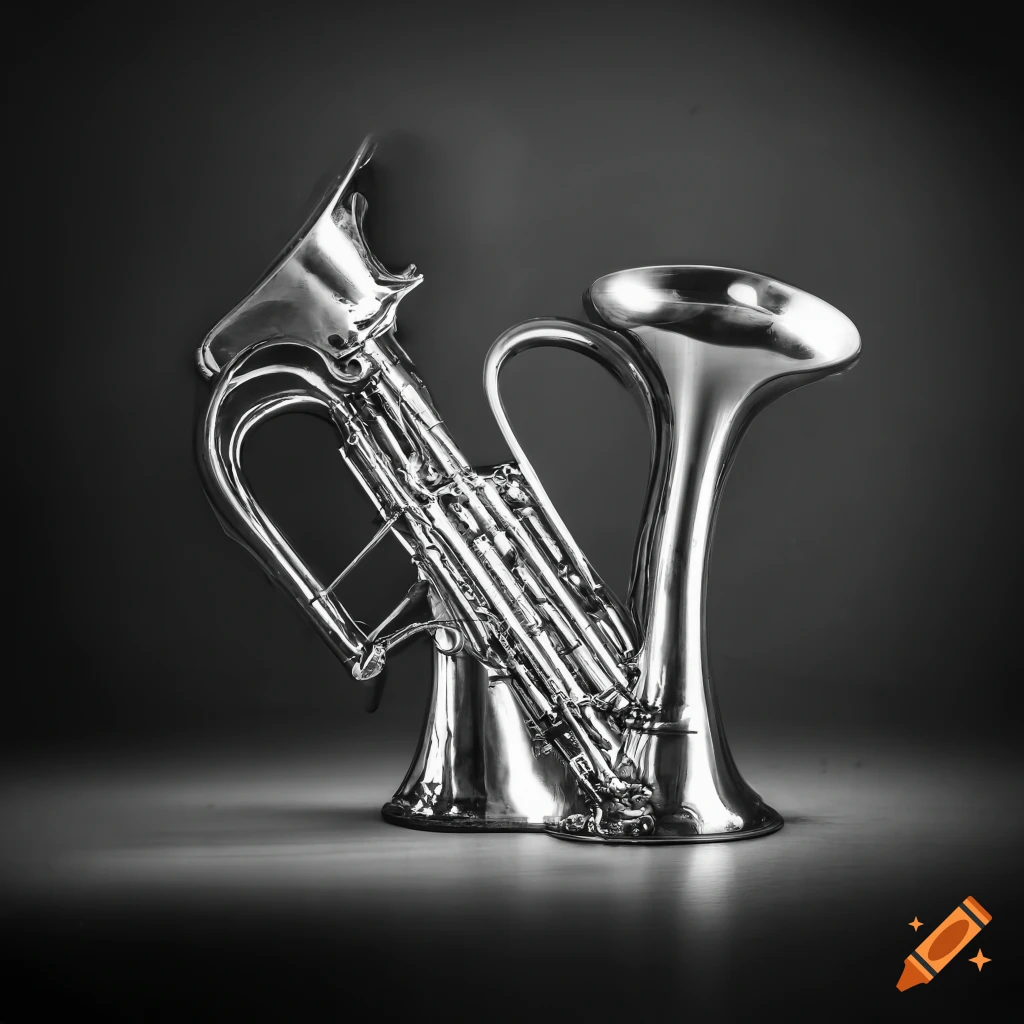 Surrealist black and white clarinet inspired by dali on Craiyon