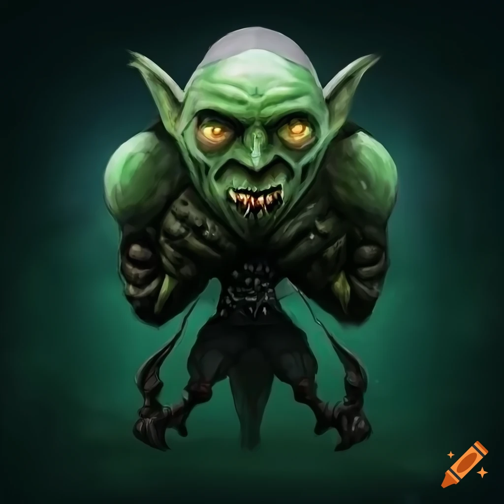 Surreal artwork of a dead upside down goblin on Craiyon