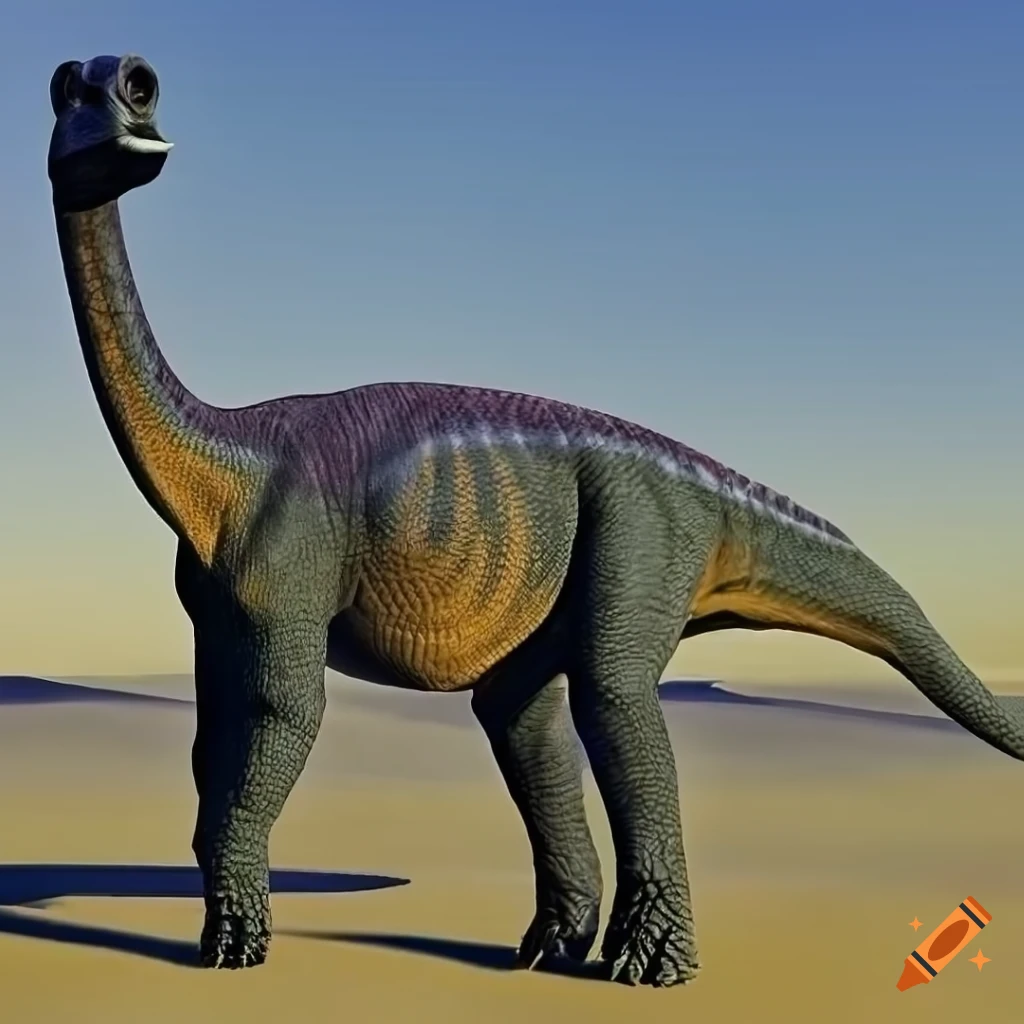 Detailed depiction of a hadrosaurus dinosaur in warm morning light on ...