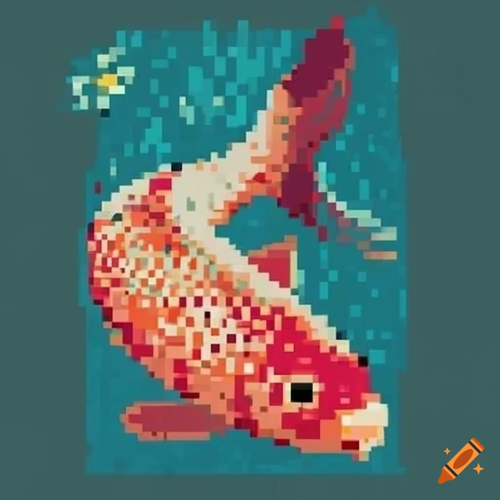 Goldfish pixel art with ultra sharpness in portrait aspect ratio 5:3 on Craiyon