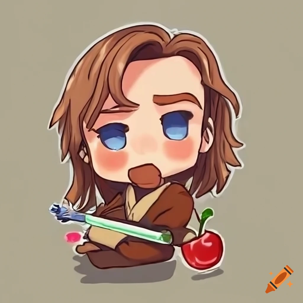 Cute chibi Obi-Wan Kenobi eating cherries on Craiyon