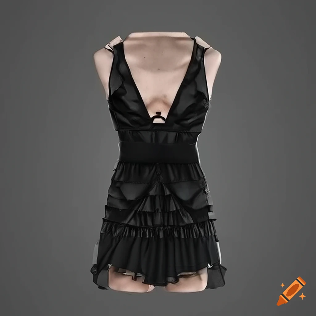 Futuristic witchy minidress inspired by knotted harness on Craiyon