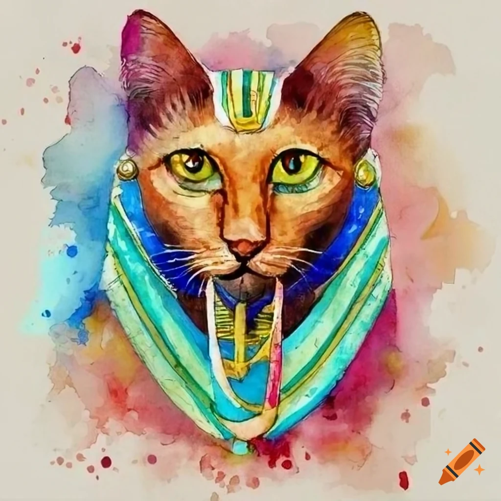 Cross stitch pattern of egyptian pharaoh cats and jackal on Craiyon