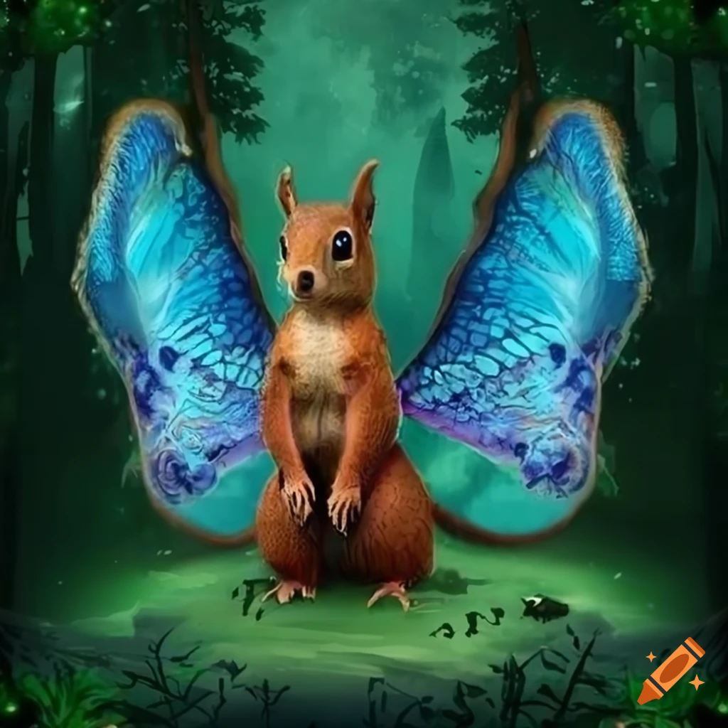 Magical Squirrel With Butterfly Wings In Forest On Craiyon