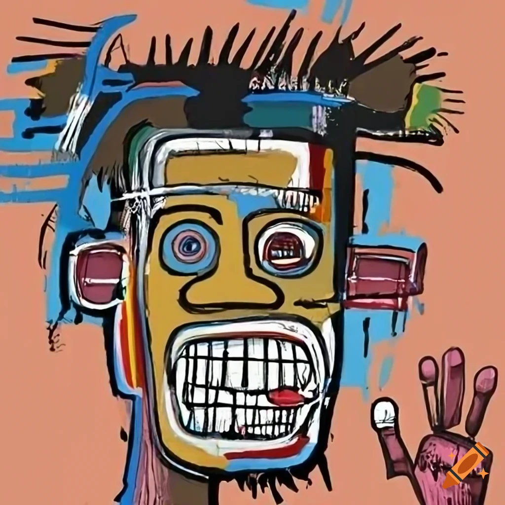 Cartoon depiction of Jean-Michel Basquiat on Craiyon