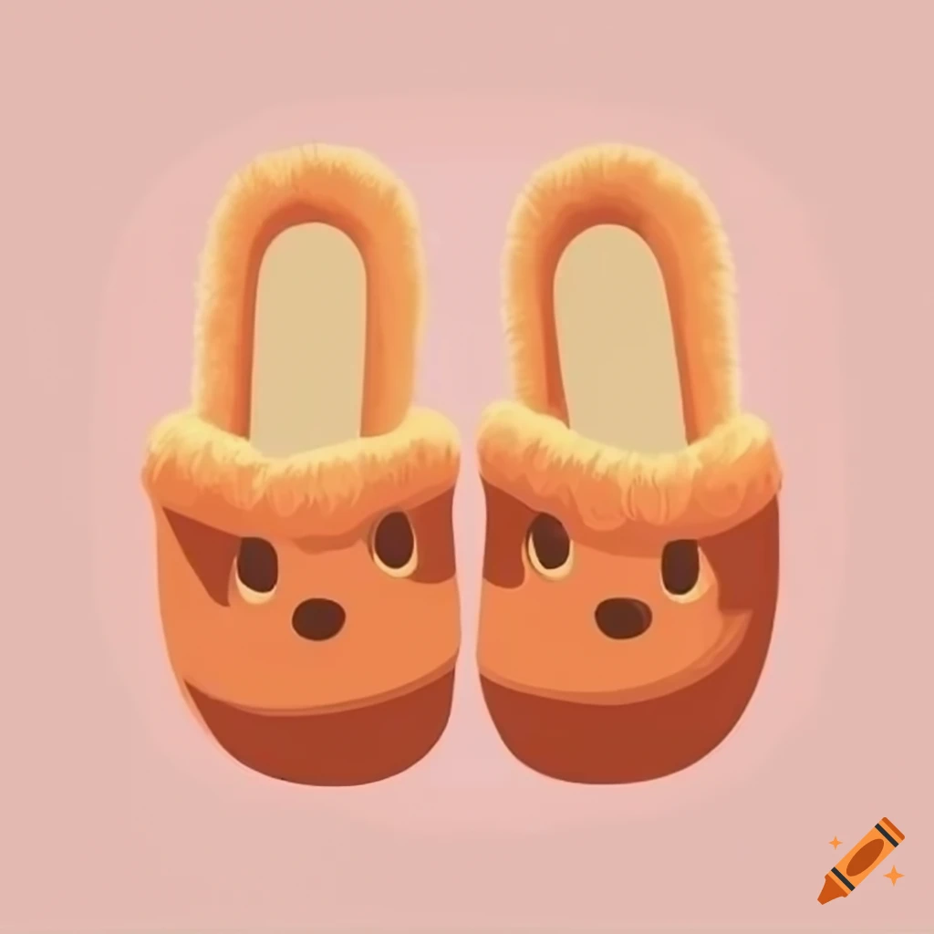 Minimalist vector of fluffy slippers