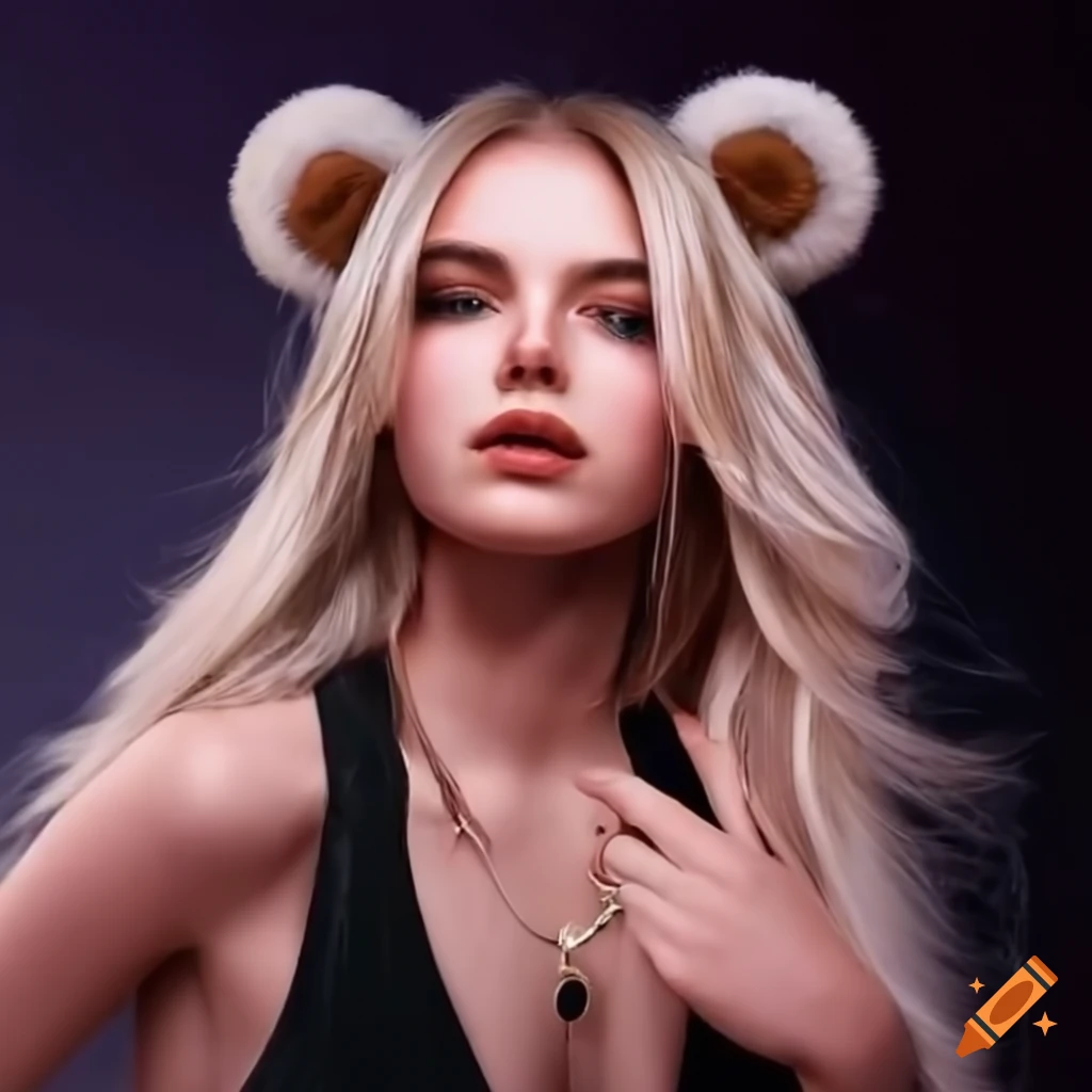 Girl dressed as a fluffy bear dancing to rave music