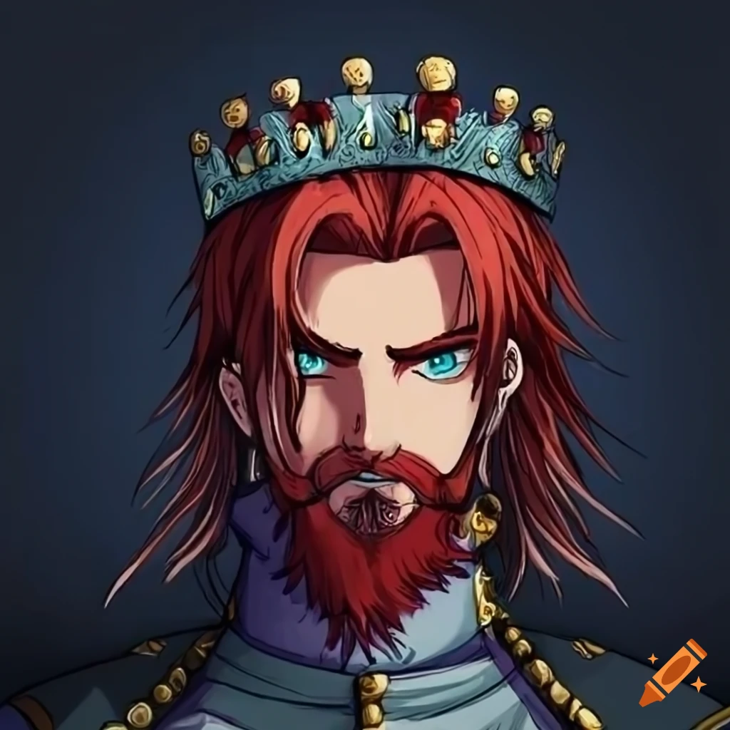 Manga style king in a royal castle