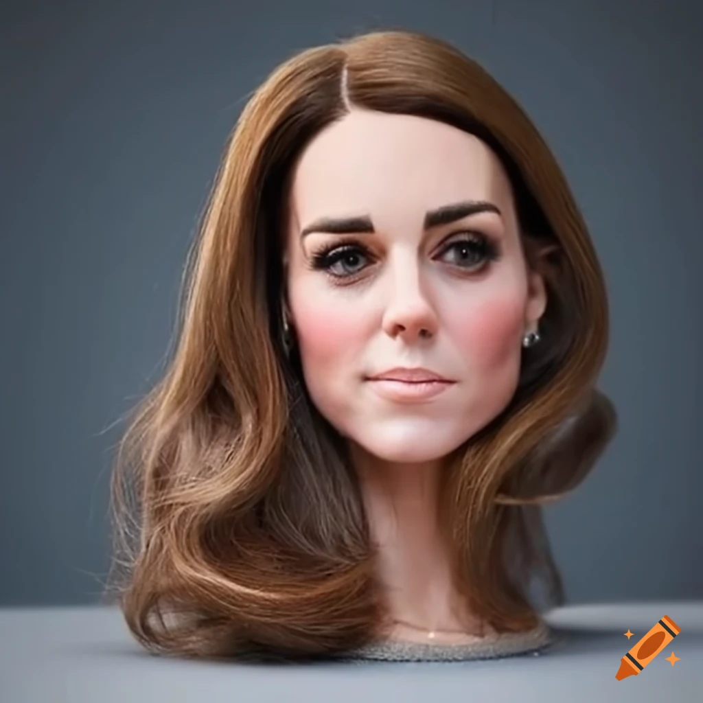 Lifelike kate middleton styling head with long hair