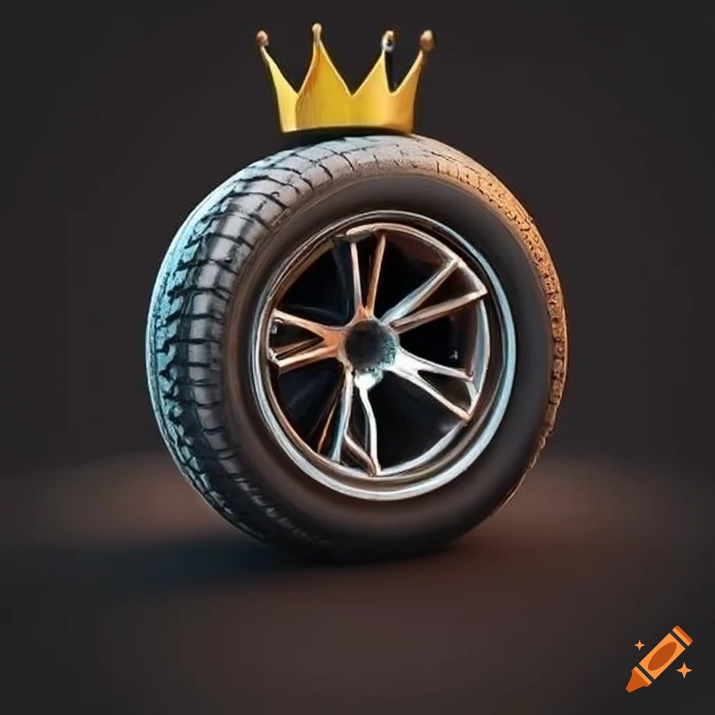 Illustration of a tire with a crown on Craiyon