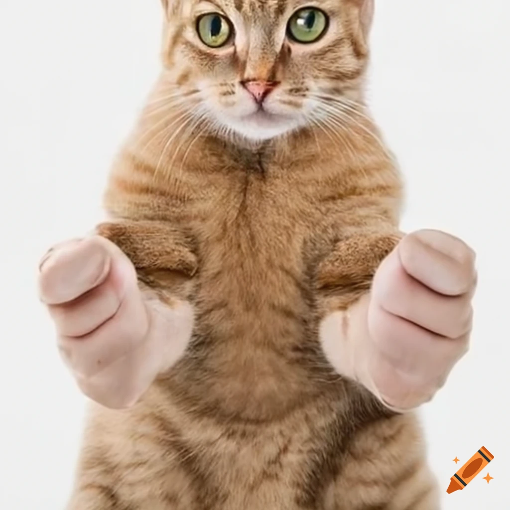 Cat with clenched fists