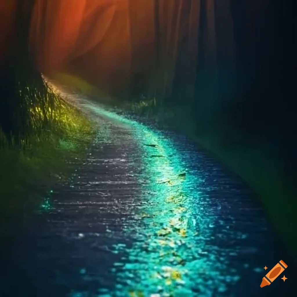 Path with colorful sparks of light