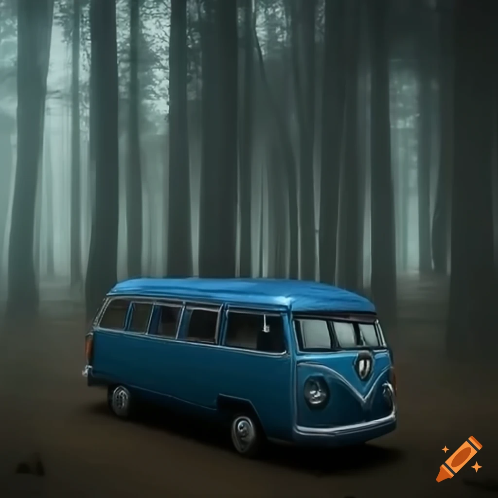 Japanese ghost bus in a forest on Craiyon