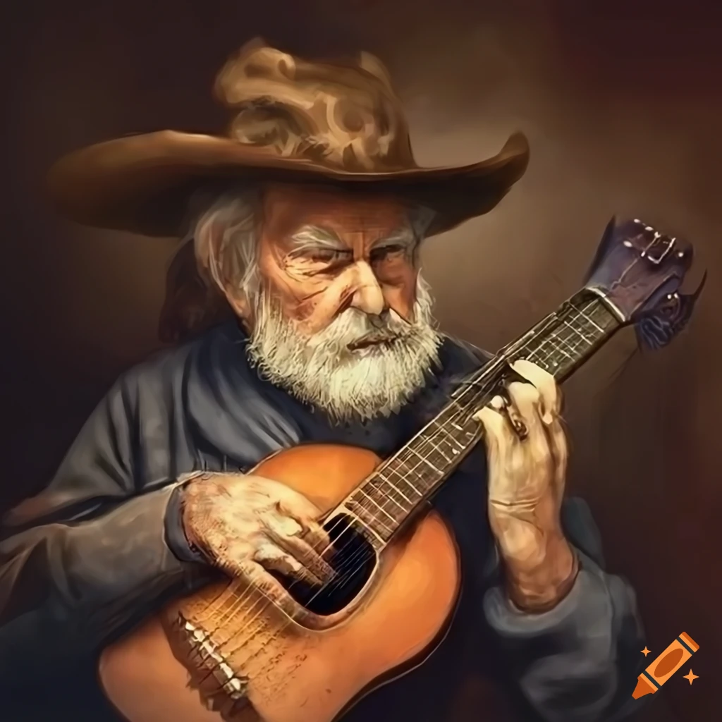Cowboy playing guitar on Craiyon