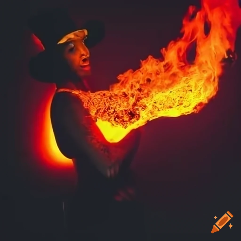 Image of a rapper with damaged orange and black lava-inspired skin on ...