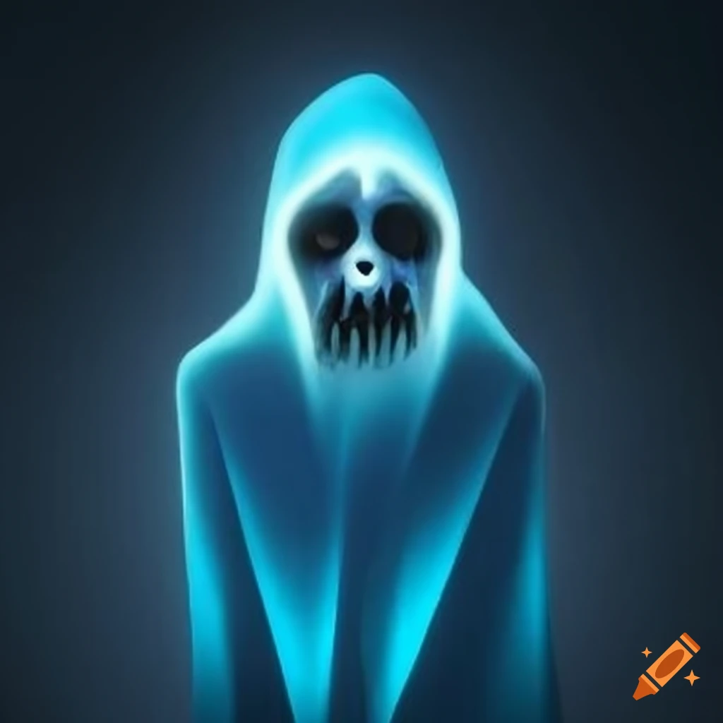 Image of a scary glowing blue ghost