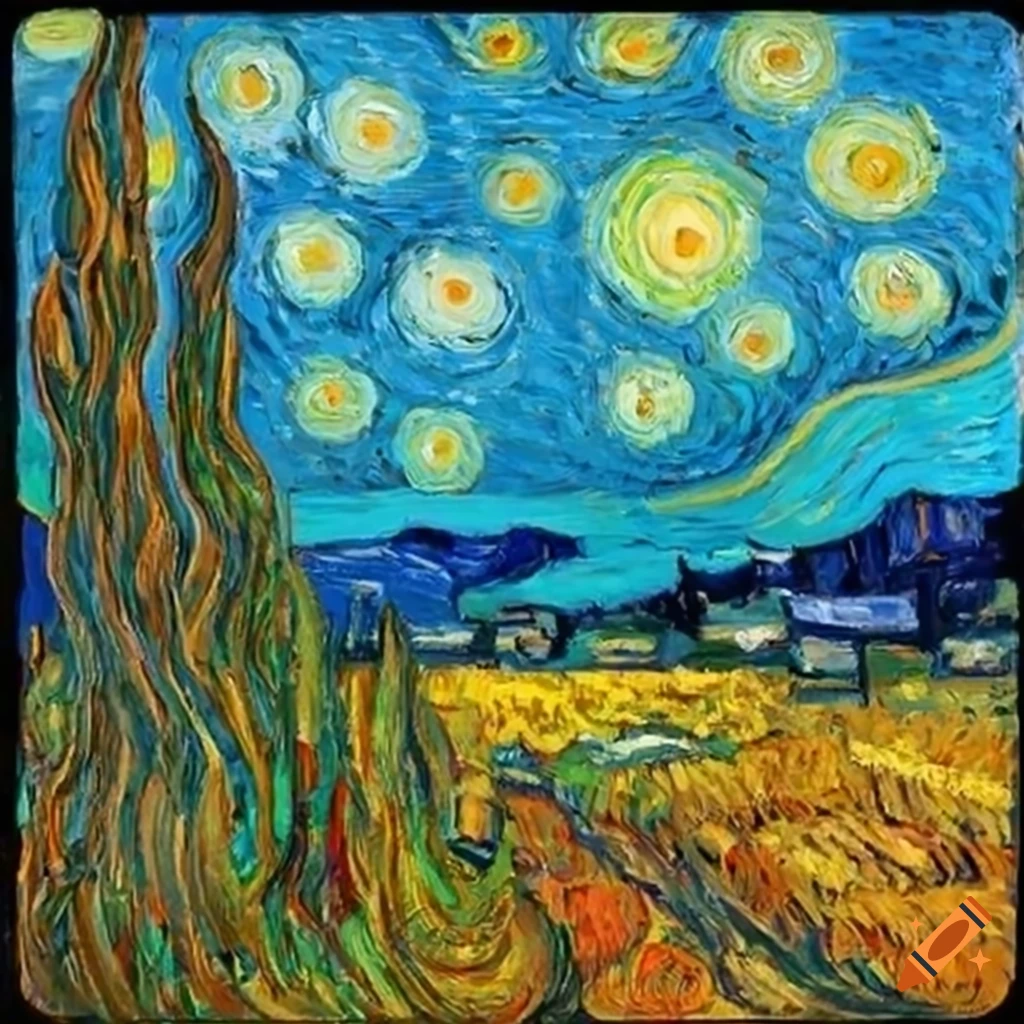 Van gogh style painting of bliss windows xp on Craiyon